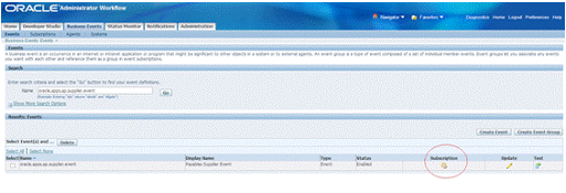 EBS Event Subscription Tasks